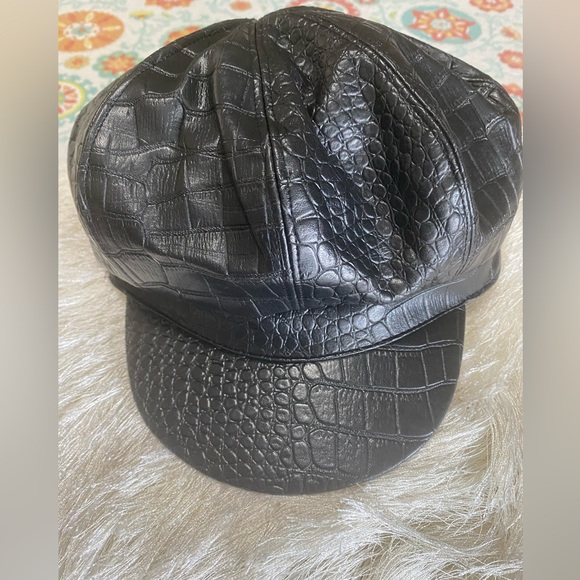 bebe | Accessories | Bebe Textured Black Leather Cap | Poshmark